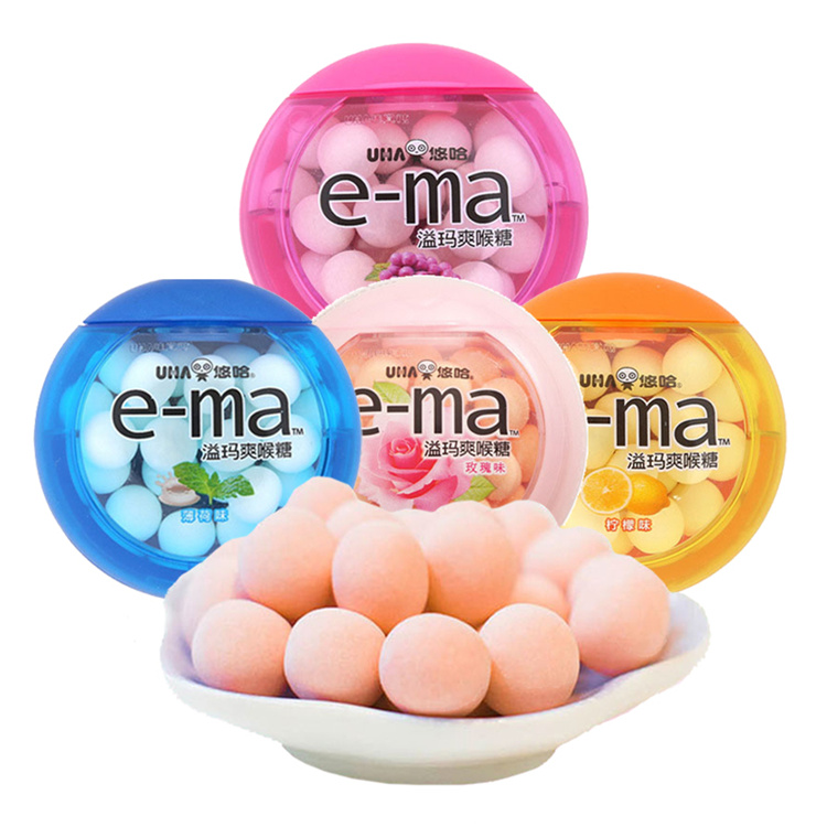 日本进口 UHA悠哈e-ma溢玛爽喉糖润喉糖 33g/盒 玫瑰味 - 太划算商城